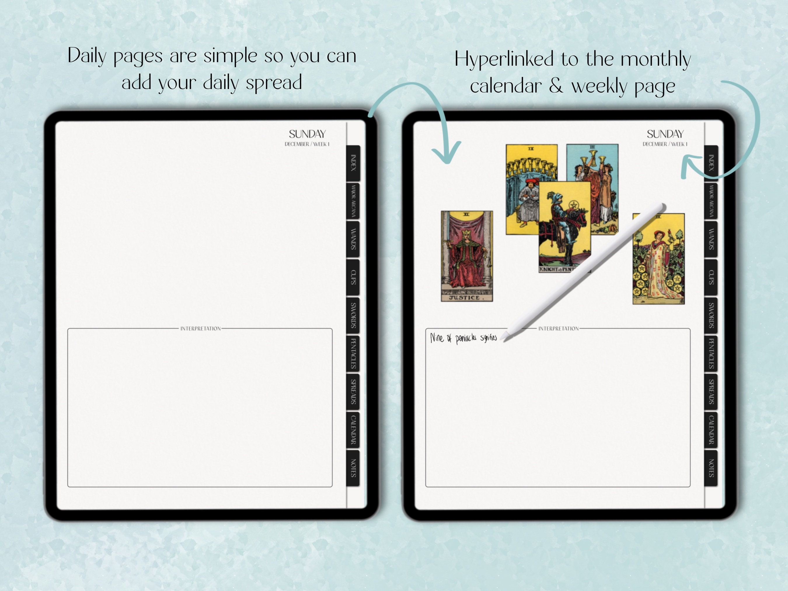 Digital Tarot Journal, Crystal Tarot, Tarot Planner, Tarot Card ...