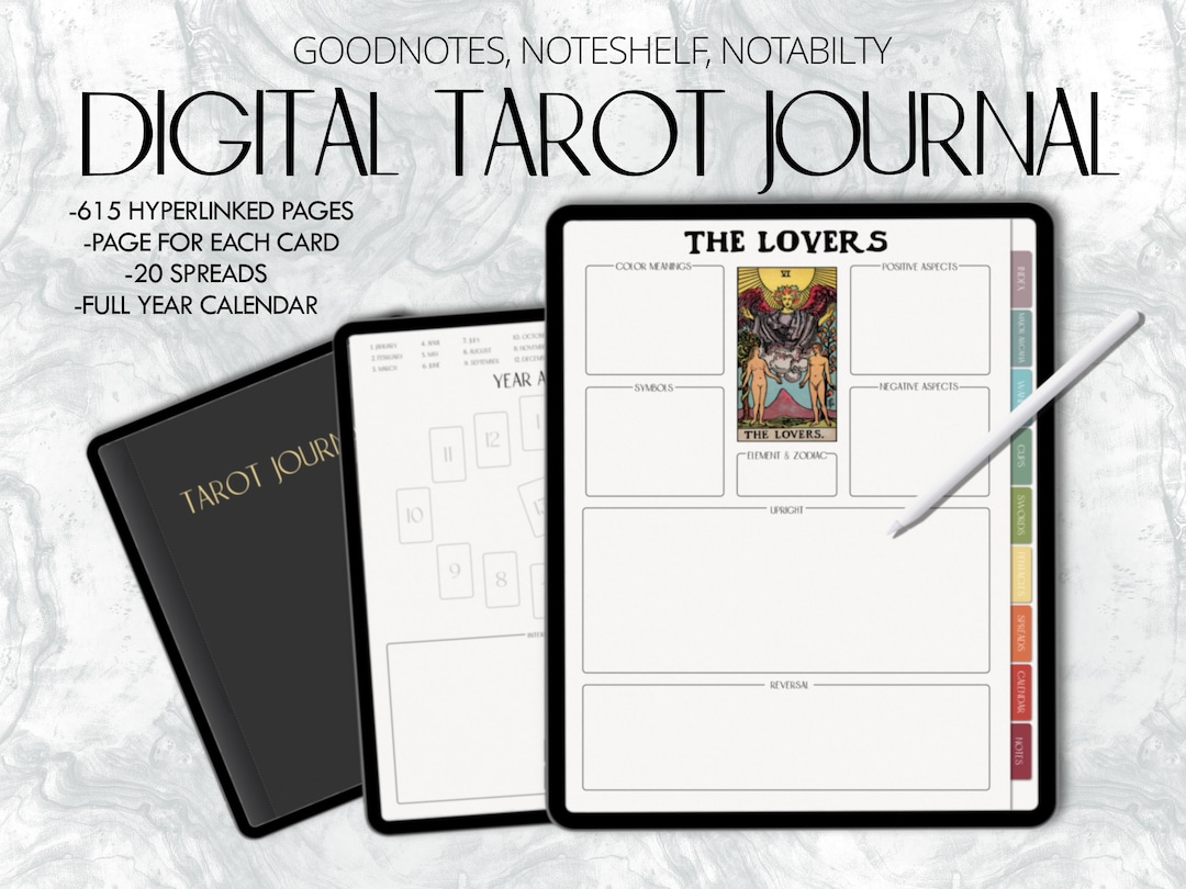 Undated Digital Tarot Journal, Tarot Planner, Tarot Card Workbook ...