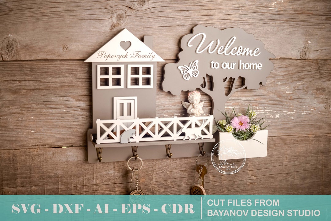 Key Holder "family Tree" Shelf Laser Cut Files,cnc Files,vector File ...