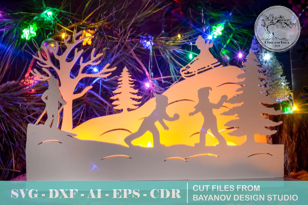 Christmas Decorations "winter Fun",candlestickwooden Laser Cut Cnc File ...