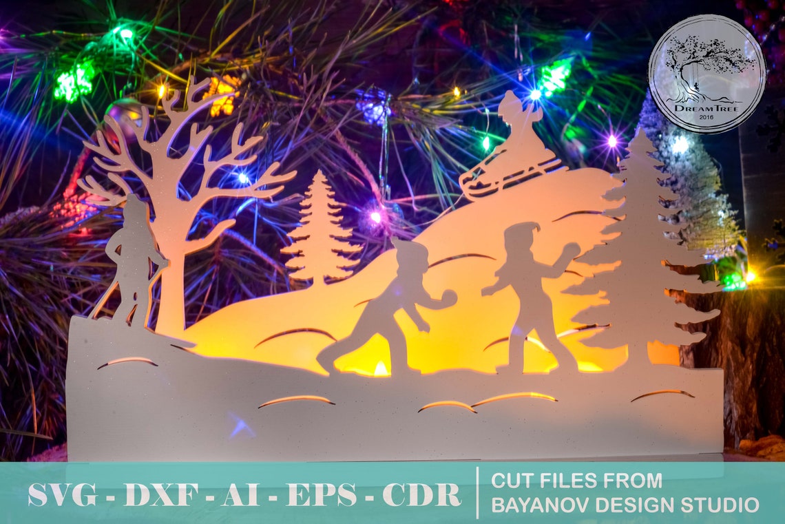 Christmas Decorations "winter Fun",candlestickwooden Laser Cut Cnc File ...