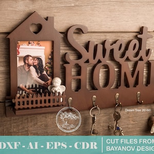 Home Key Holder Shelf Laser Cut Files,cnc Files,vector File,shelf for ...