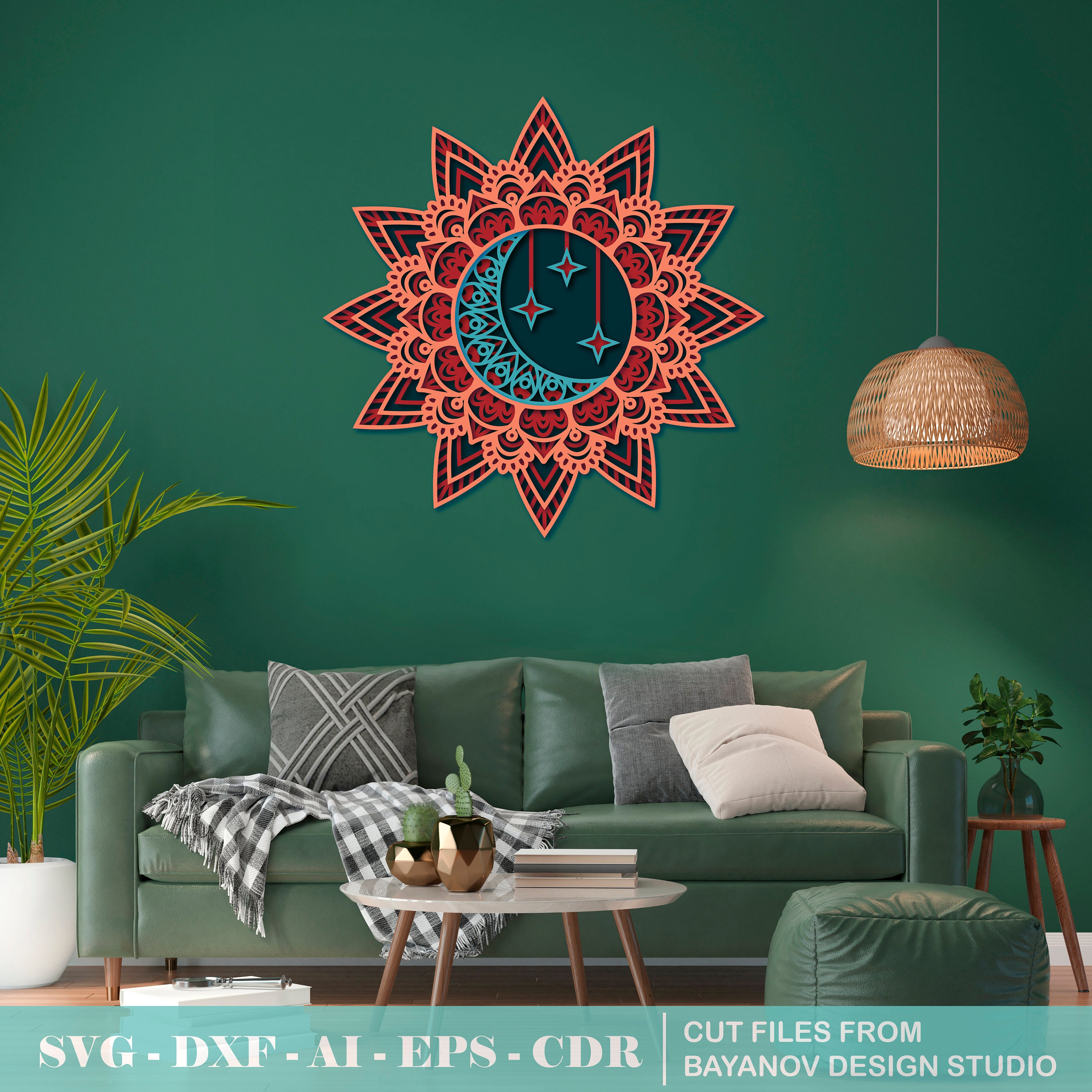 Multilayer Sun and Moon Mandala 3 Layers Home Decor Wall Art, Ai Eps ...
