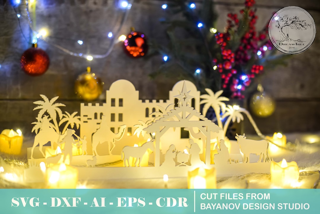 Christmas Decorations Nativity Scene Candlestickwooden Laser Cut Cnc ...