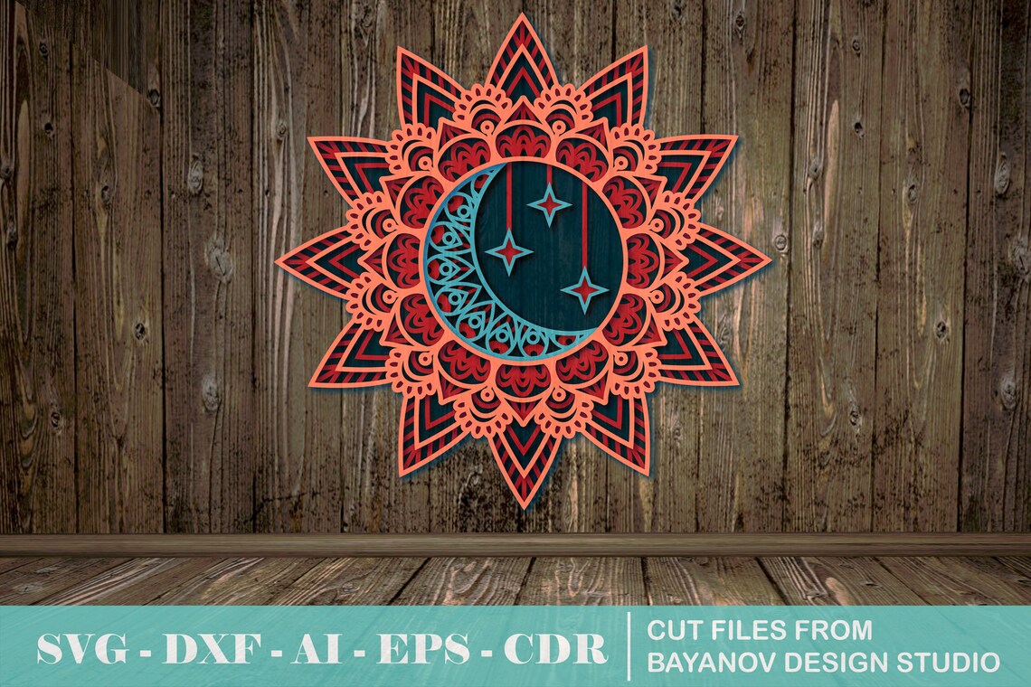 Multilayer Sun and Moon Mandala 3 Layers Home Decor Wall Art, Ai Eps ...