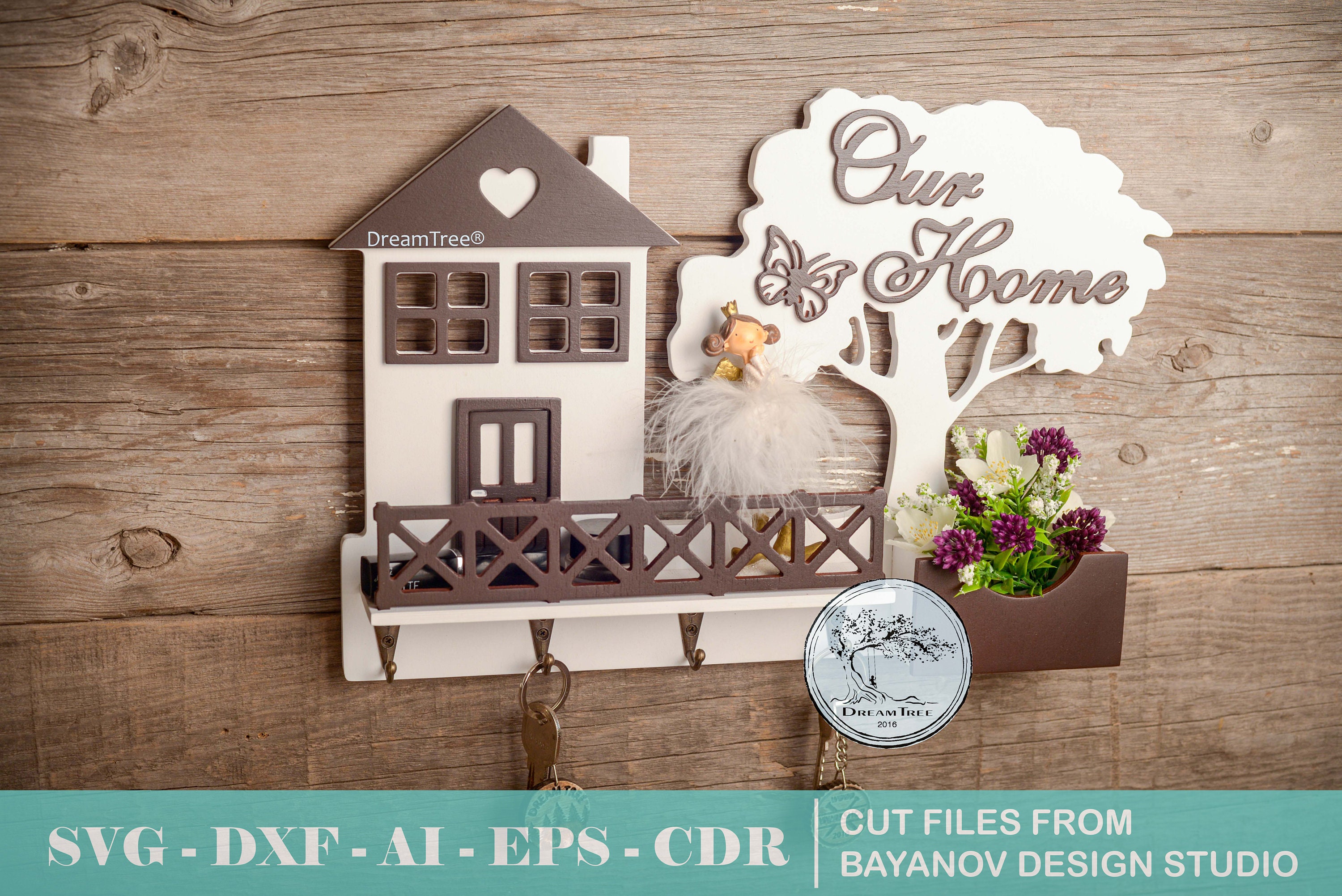 Key Holder "family Tree" Shelf Laser Cut Files,cnc Files,vector File ...