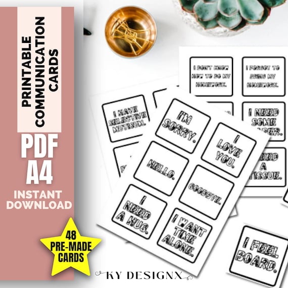 48 Printable Communication Cards Children /teens /adults | Etsy