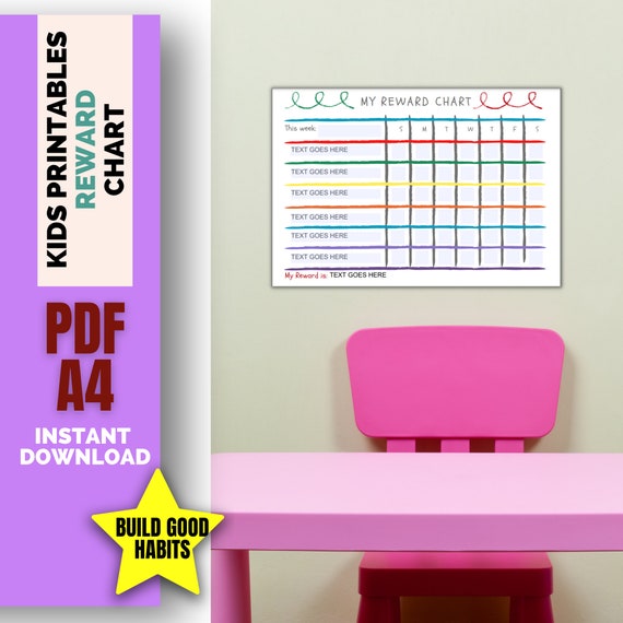 PRINTABLE A4 REWARD Chart Selective Mutism Reward Anxiety in | Etsy
