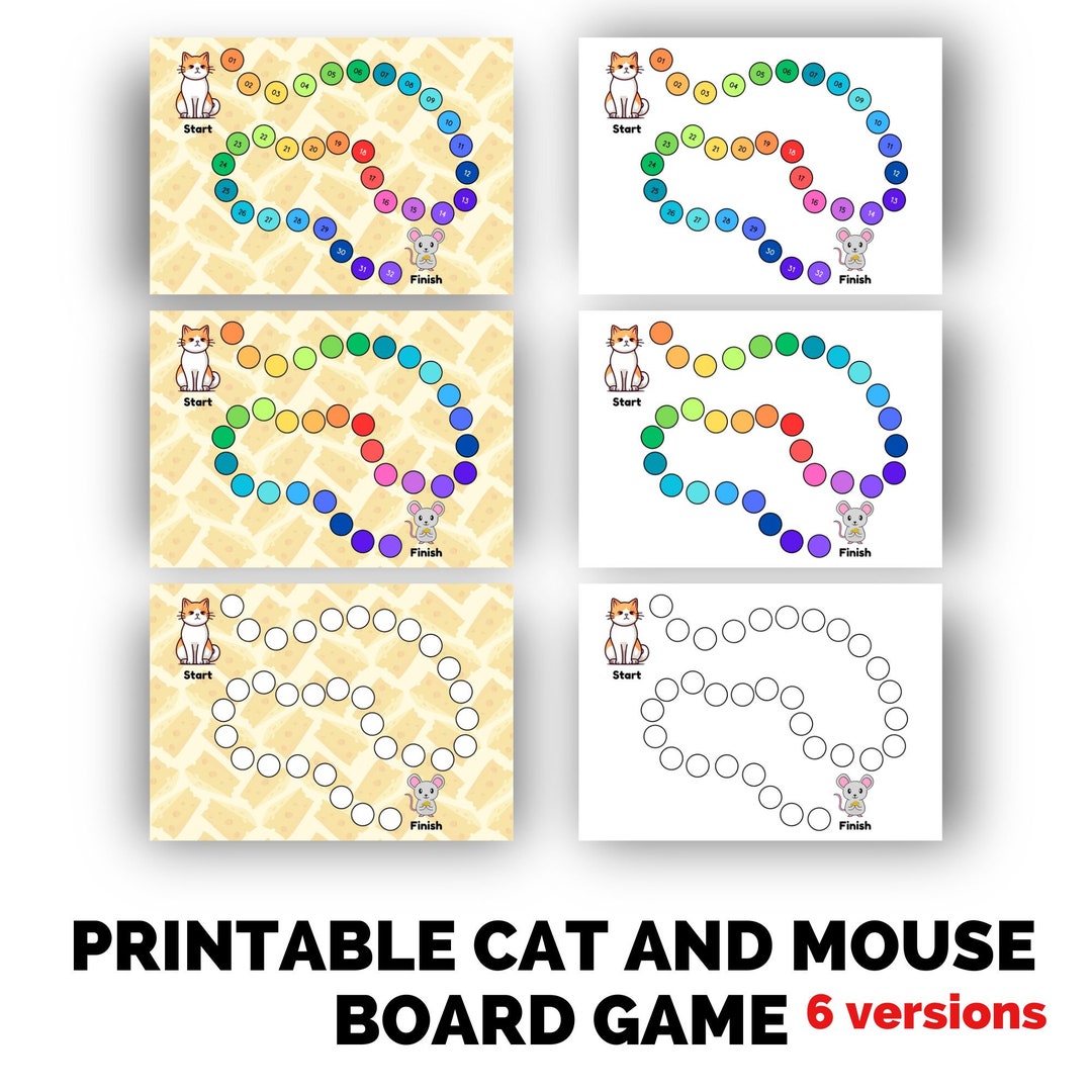 Cat and Mouse Printable Board Game, Family Board Game, KIDS Board Games ...