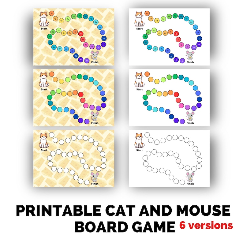 Cat and Mouse Printable Board Game, Family Board Game, KIDS Board Games ...