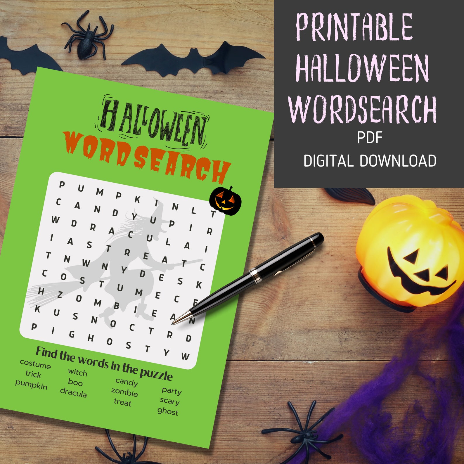 Halloween Kids Word Search Printable, Halloween, Halloween Party Game ...