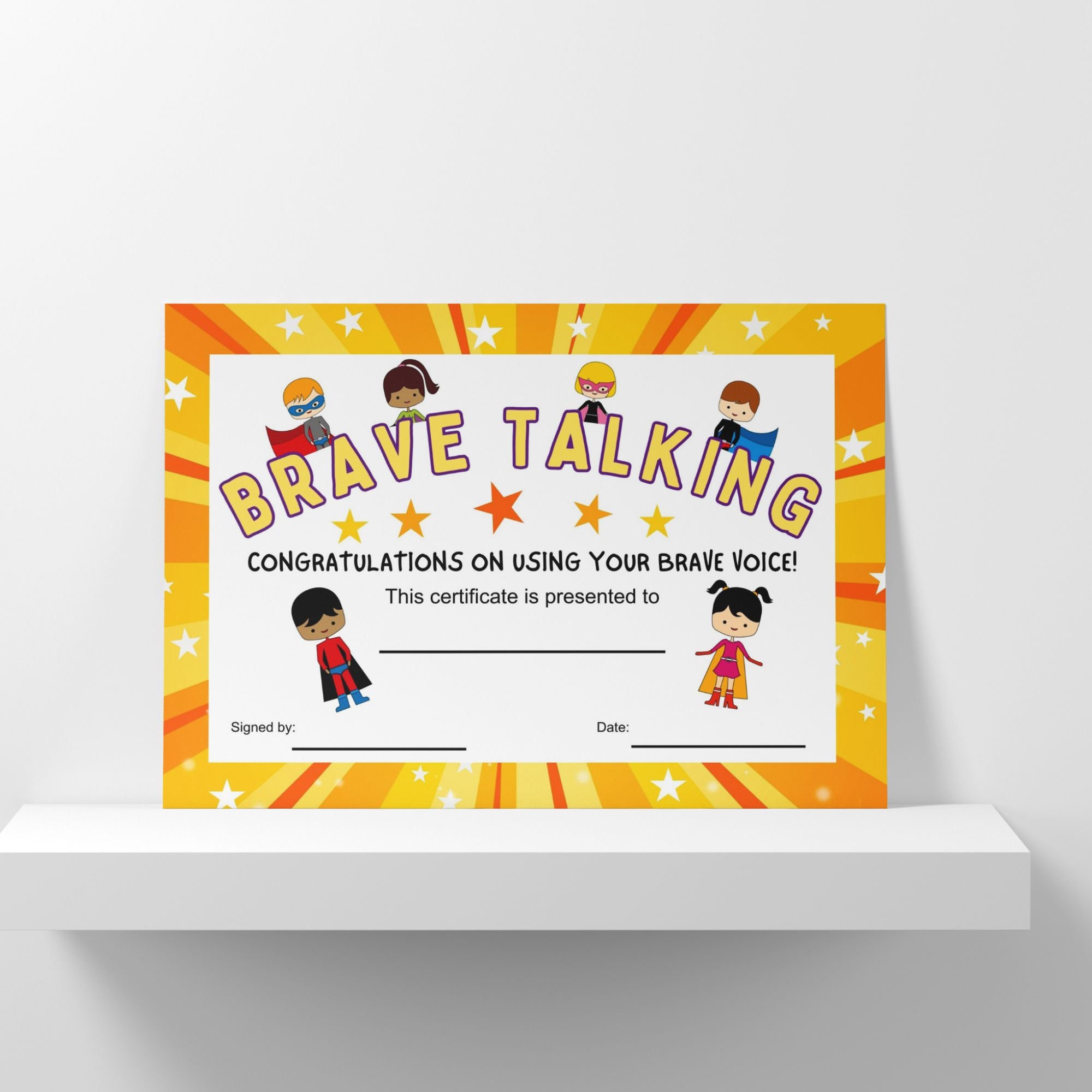 Brave Talking Printable Certificate Selective Mutism Confident Speakers ...