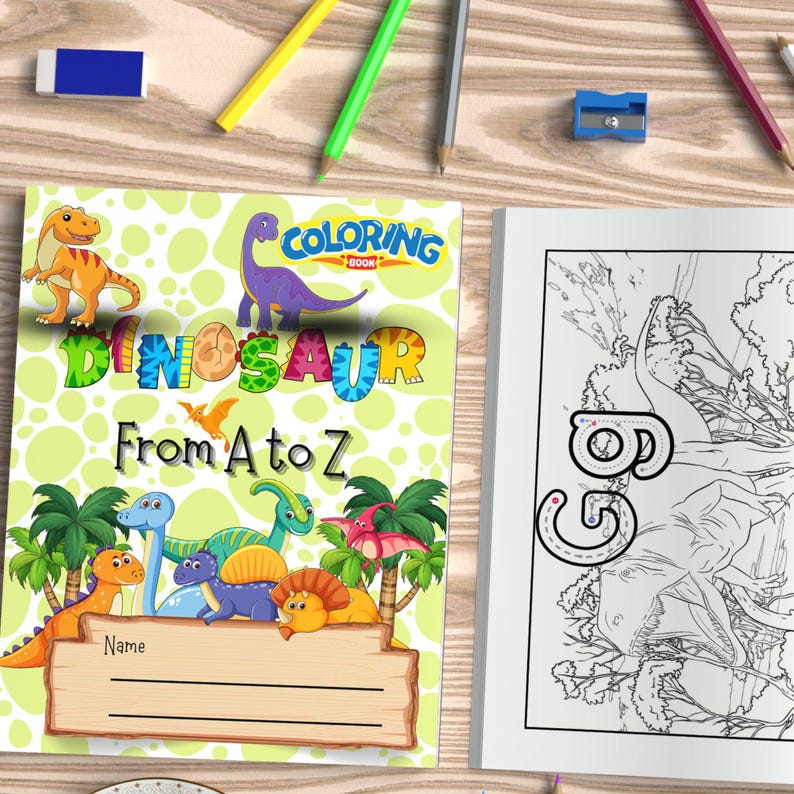Printable A-Z Dinosaur Coloring Book, Alphabet Colouring Pages ...