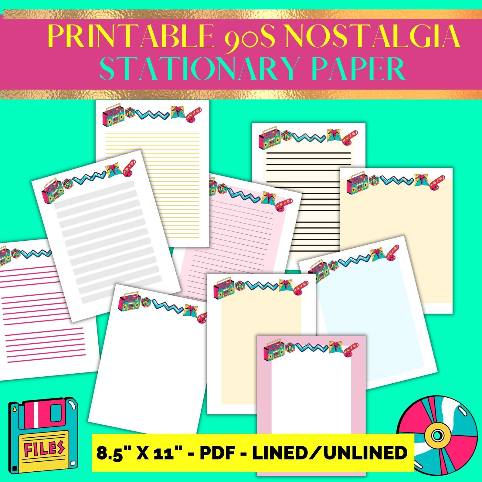 90s Nostalgia Stationary Paper. Printable Writing Stationery ...
