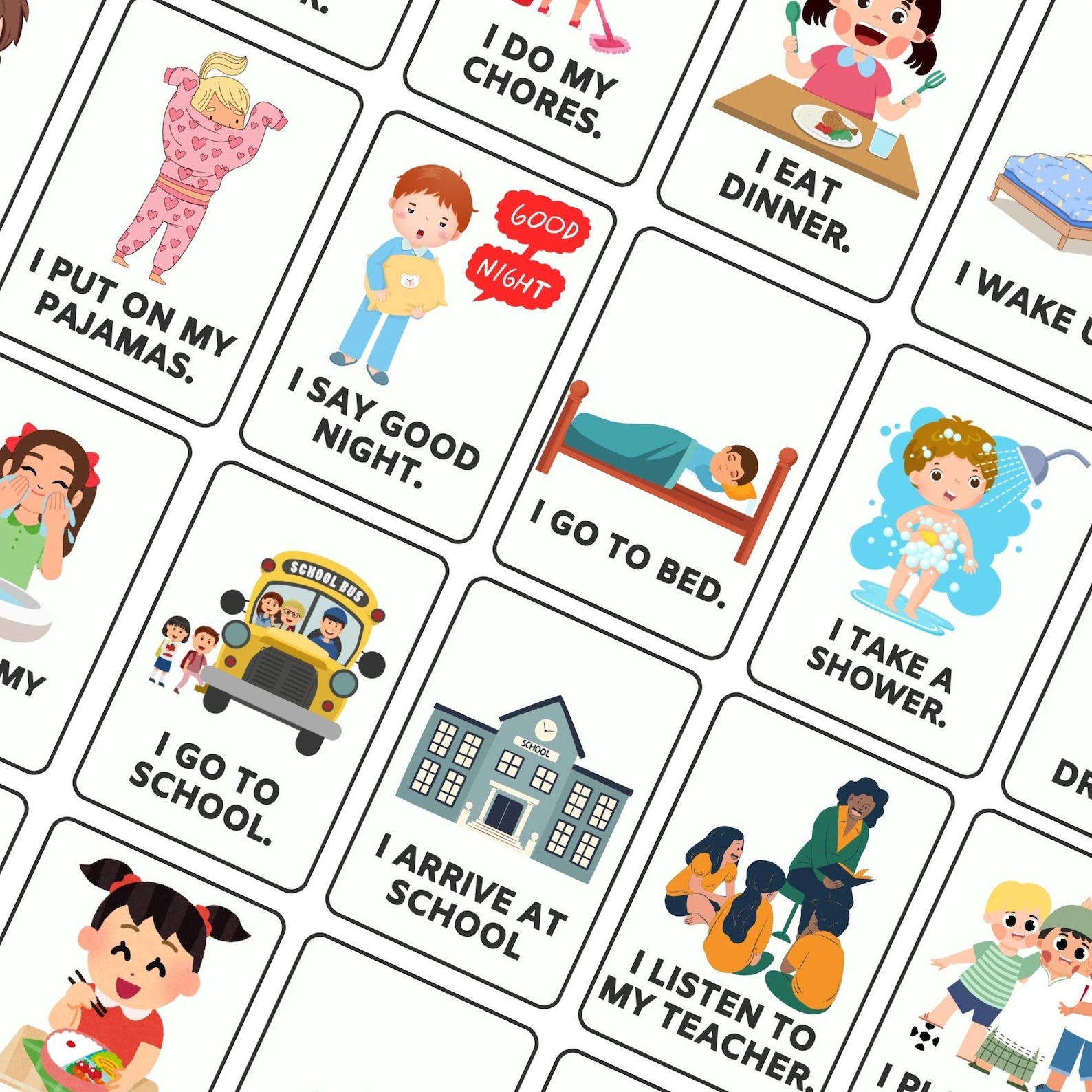 Printable ESL Flashcards for Teaching Daily Routines, Visual Daily ...