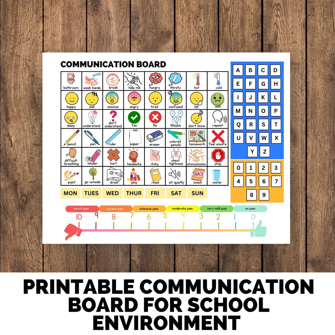 Printable Communication Board for School Environment, Selective Mutism ...