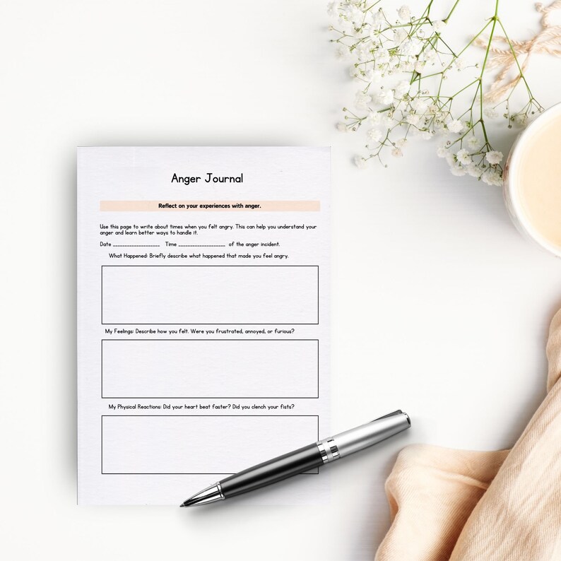 Printable Anger Management Journal, Anger Worksheets, Instant Download ...