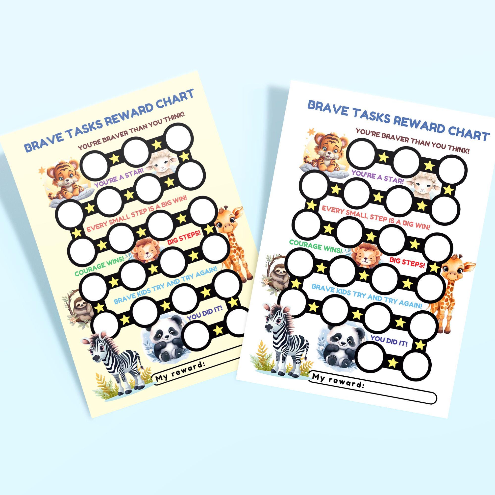 Printable Brave Tasks Reward Chart- Printable Reward Chart for Kids ...