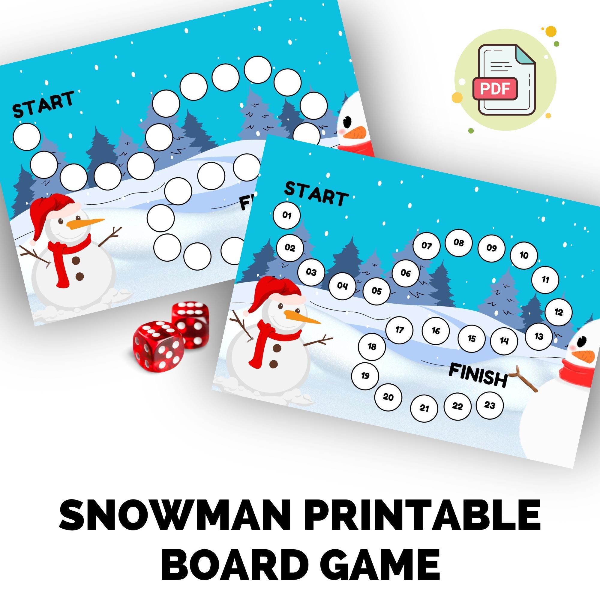 SNOWMAN Printable Board Game, Family Board Game, Winter Board Game ...