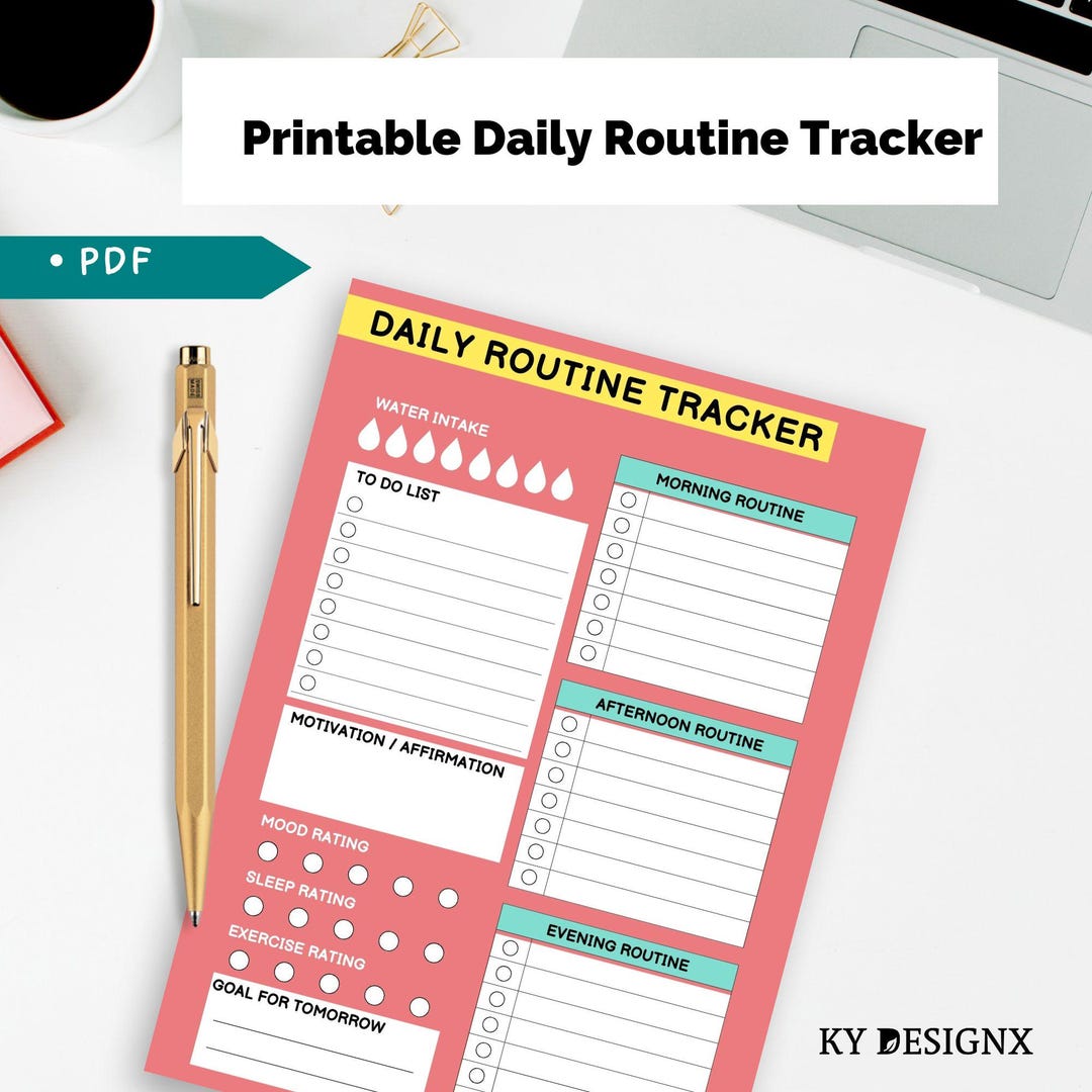 Printable Daily Routine Tracker , Planner Insert Page, Pdf, Instant ...