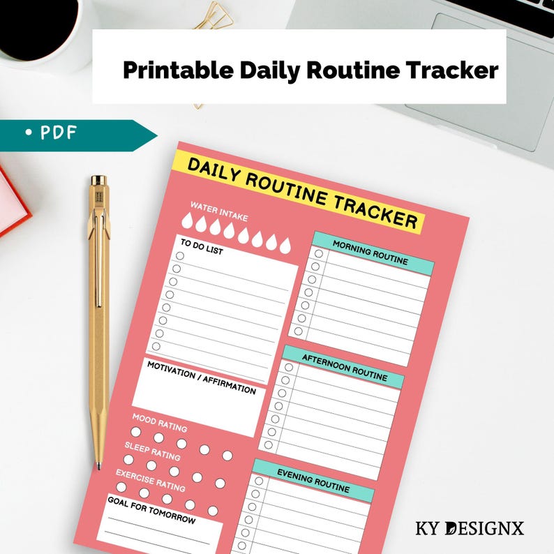 Printable Daily Routine Tracker , Planner Insert Page, Pdf, Instant ...