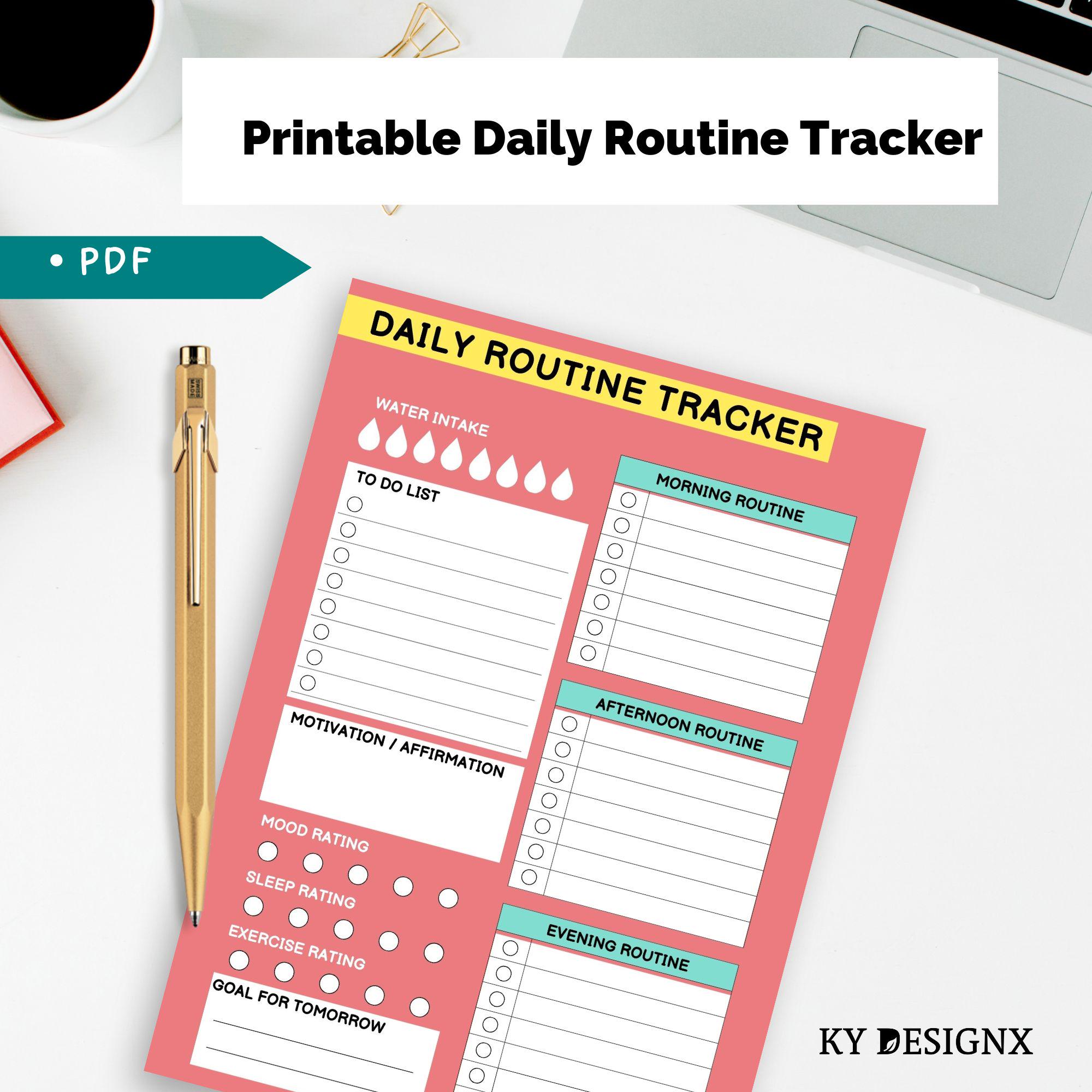 Printable Daily Routine Tracker , Planner Insert Page, Pdf, Instant ...
