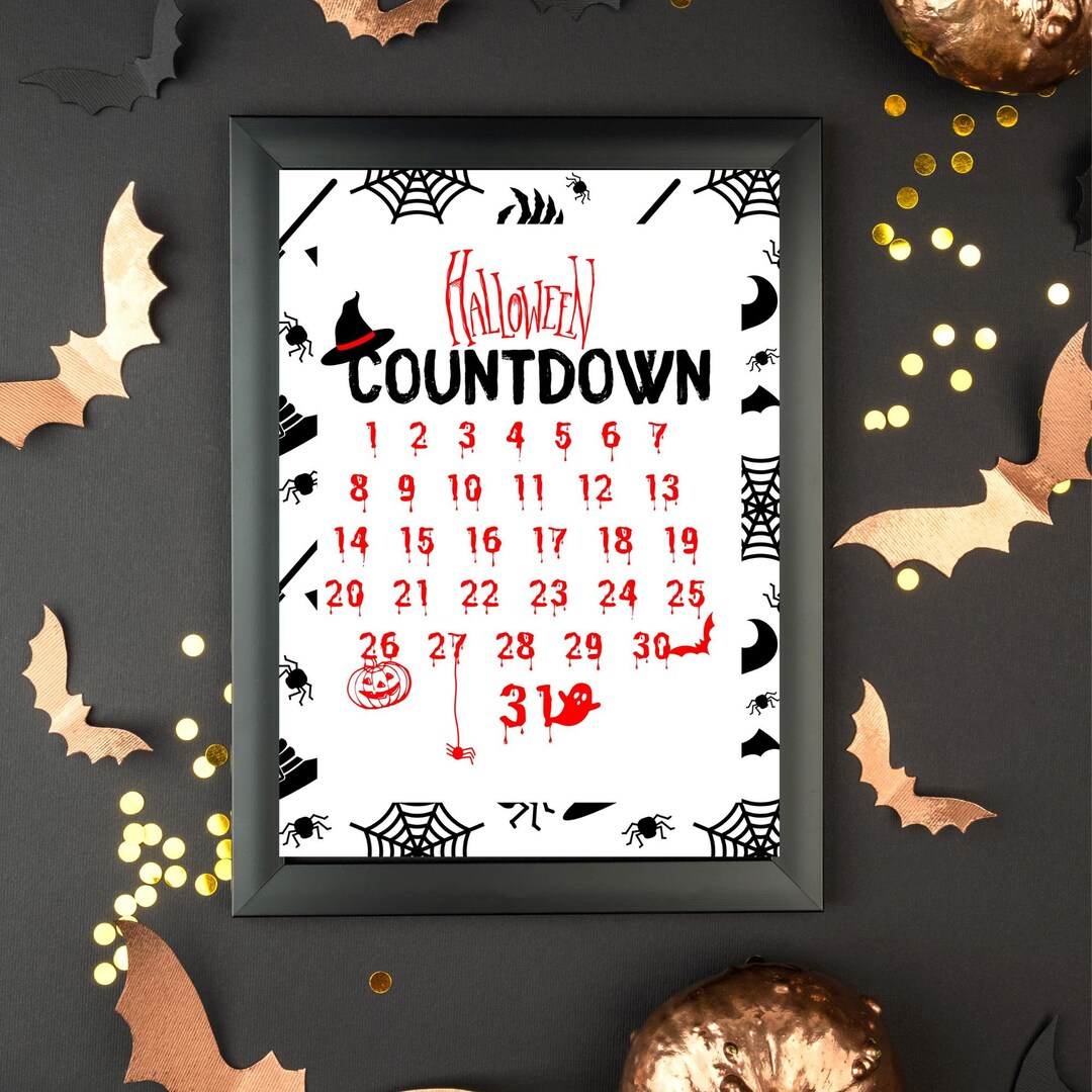 Halloween Printable Count Down, Halloween Printable Decorations, Count ...
