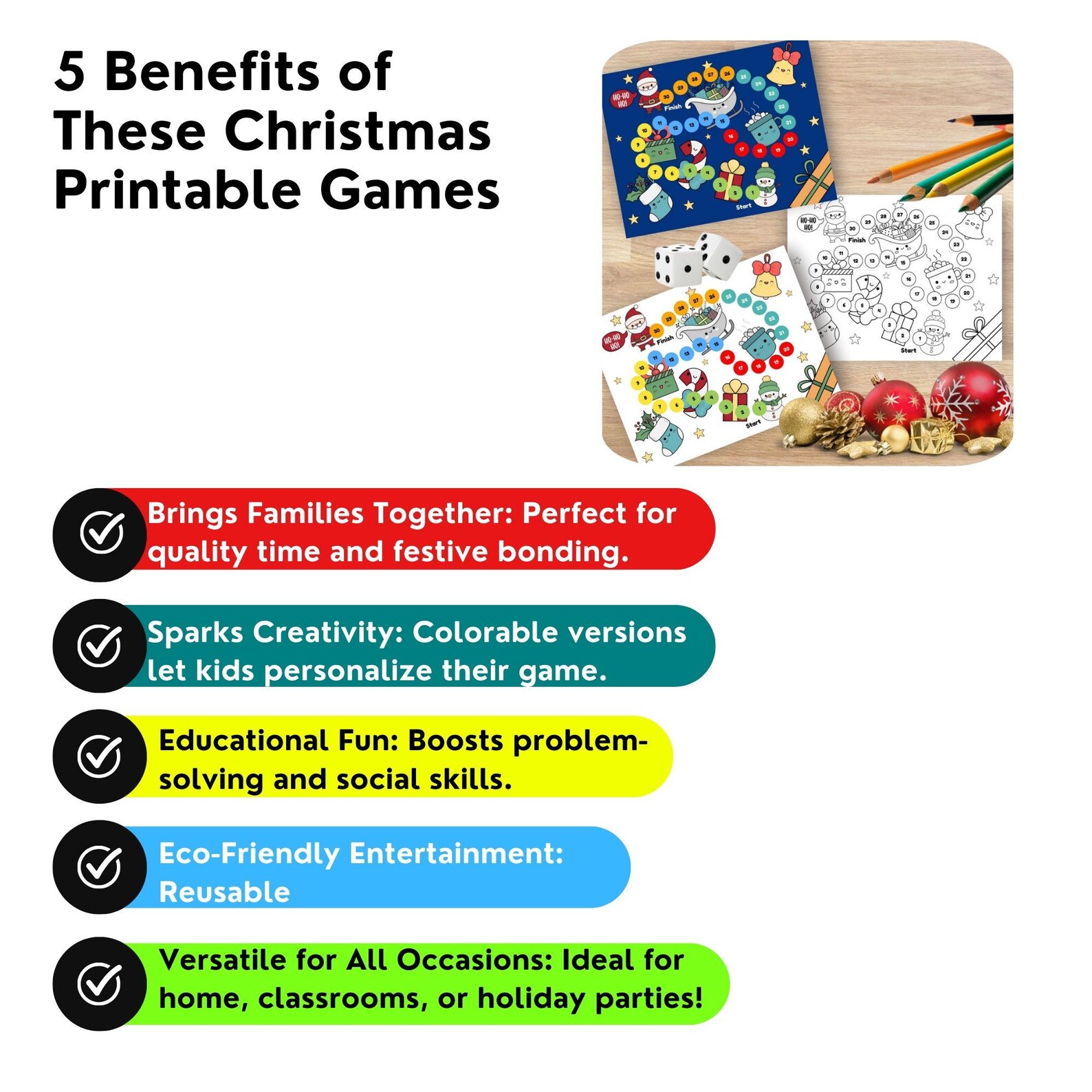 Printable Christmas Games, Color in Christmas Game, Festive Holiday ...