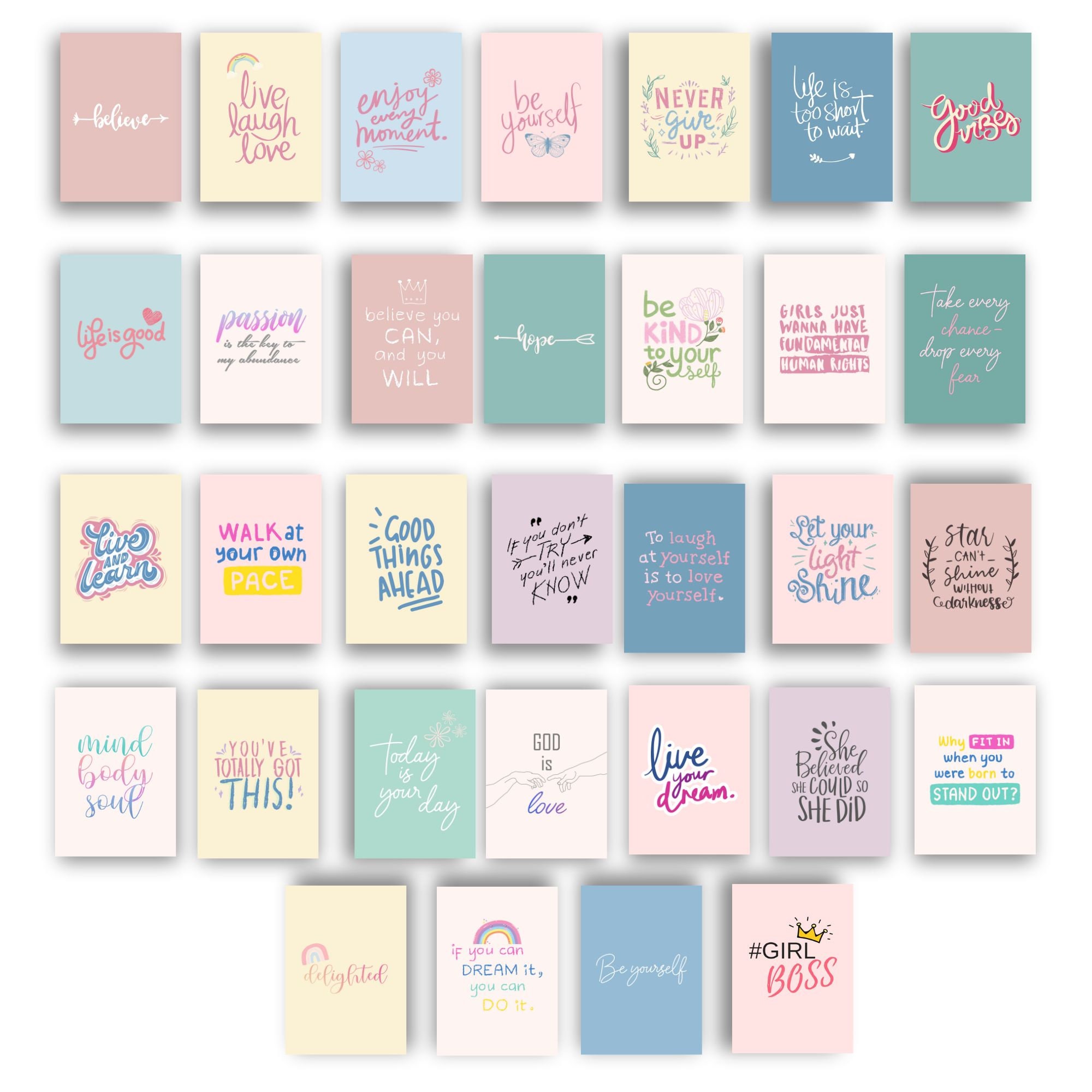 32 Printable Positive Motivational Cards / Girl Boss Cards Printable ...