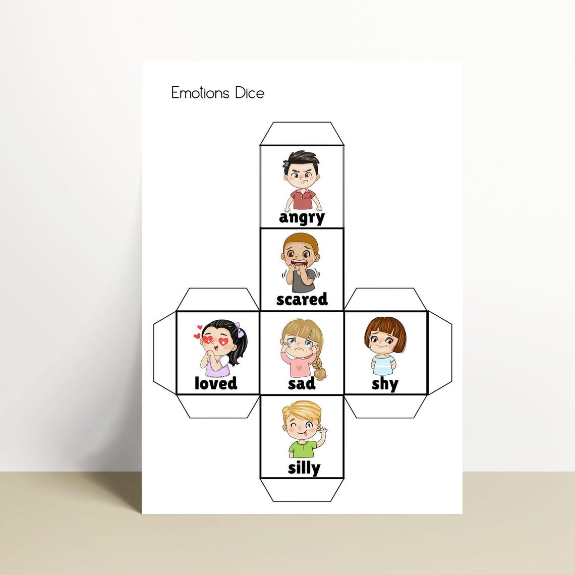 Printable Emotions Dice Cube, Feelings and Emotions Cubes, Printable ...