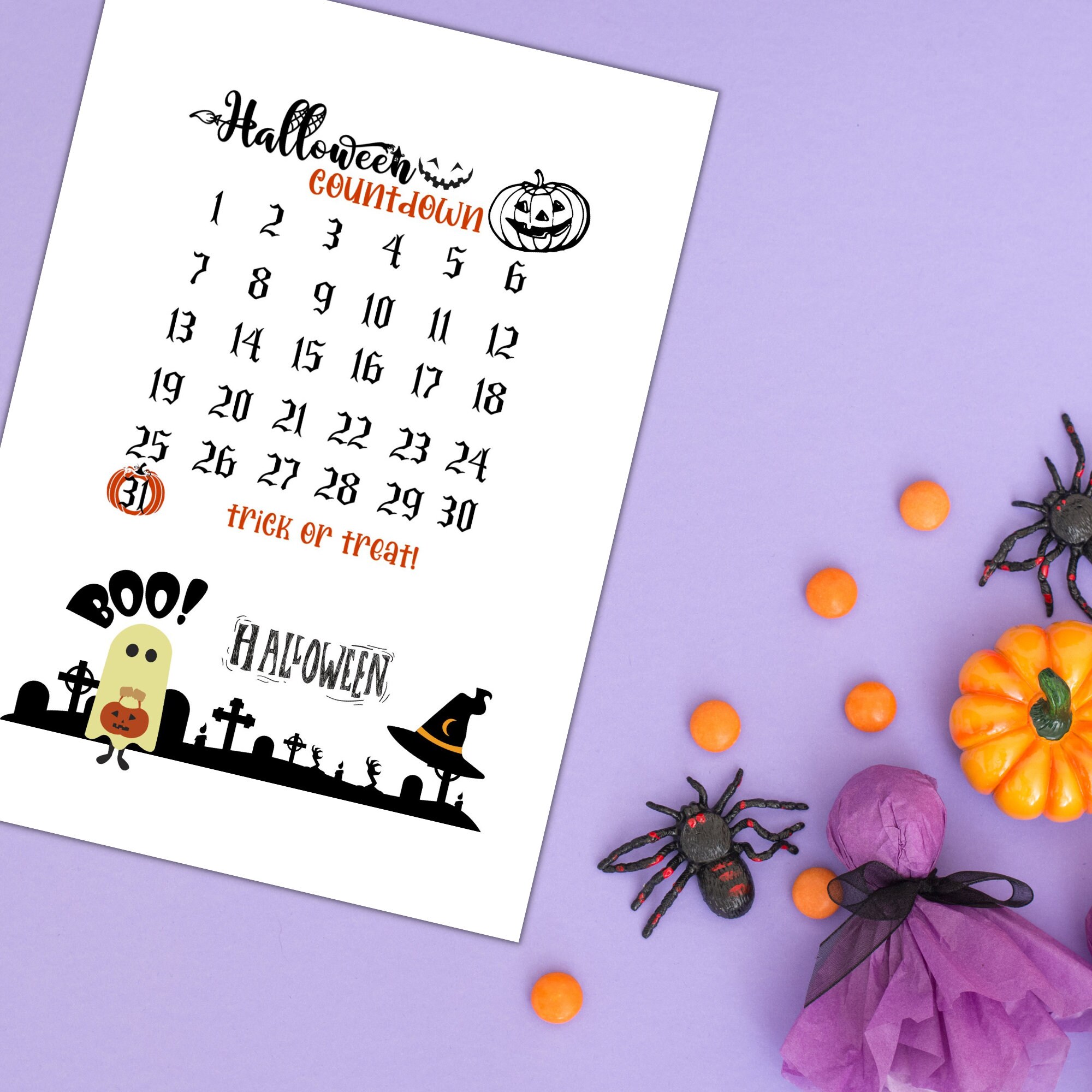 Printable Halloween Countdown, Halloween Printable Part Decorations ...
