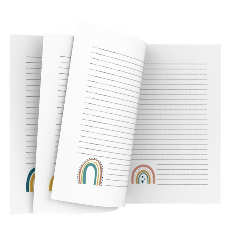 Boho Rainbow Letter Writing Paper Printable, Rainbow Digital Letter ...