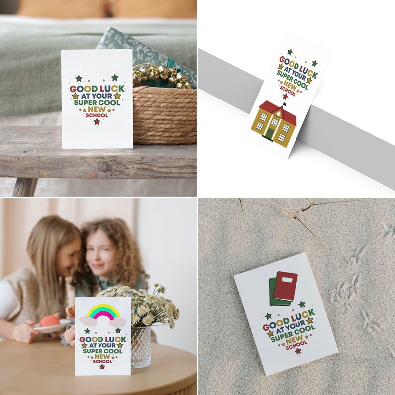 Printable Good Luck at Your Super Cool New School Card, SET OF 4 ...