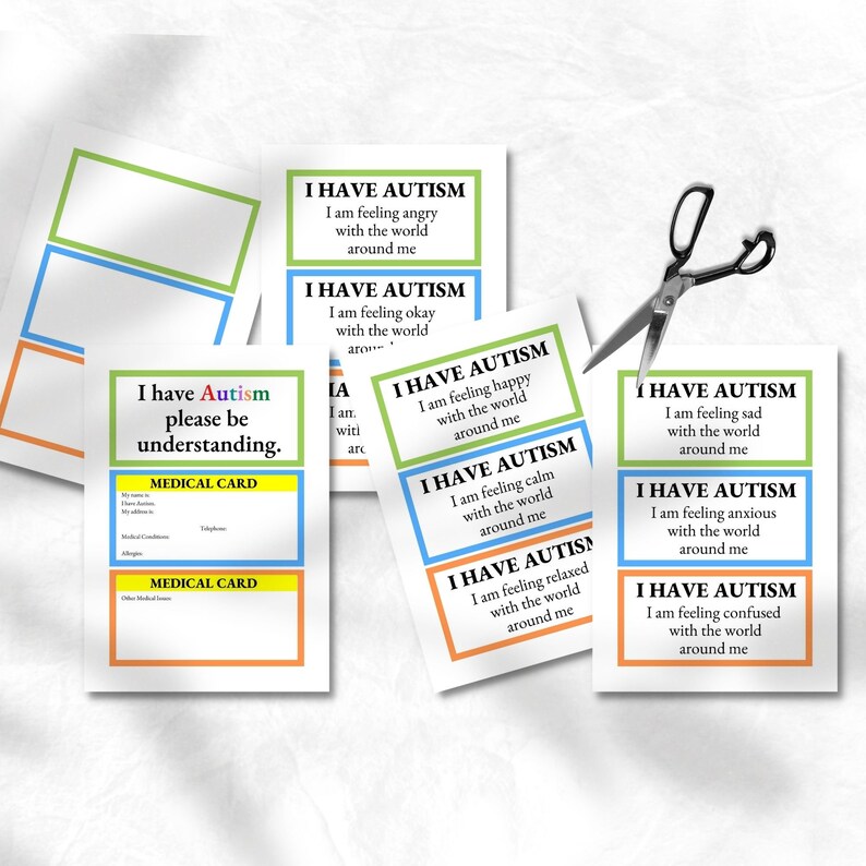 Printable Autism Awareness Cards - I Have Autism, Autism Medical ID ...