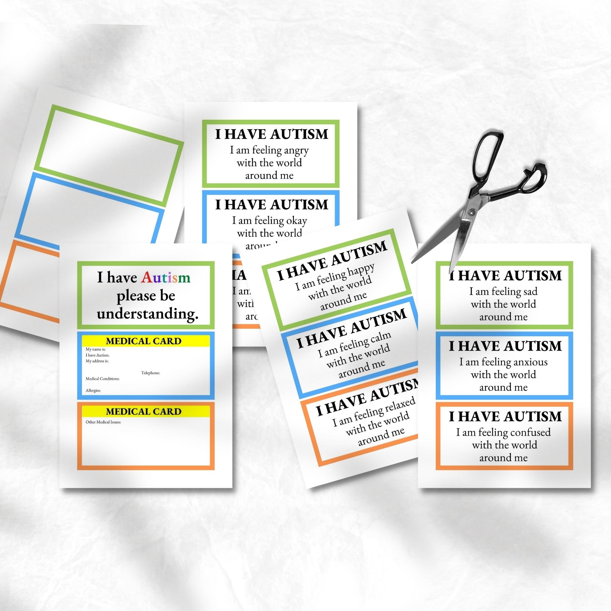 Printable Autism Awareness Cards - I Have Autism, Autism Medical ID ...