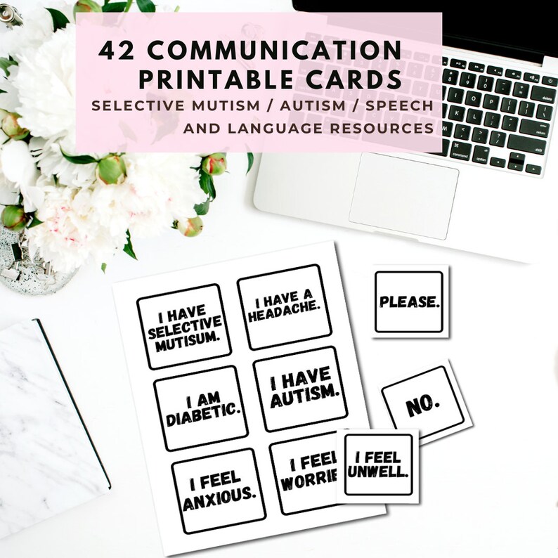 Printable Communication Cards, Selective Mutism, Communication Board ...
