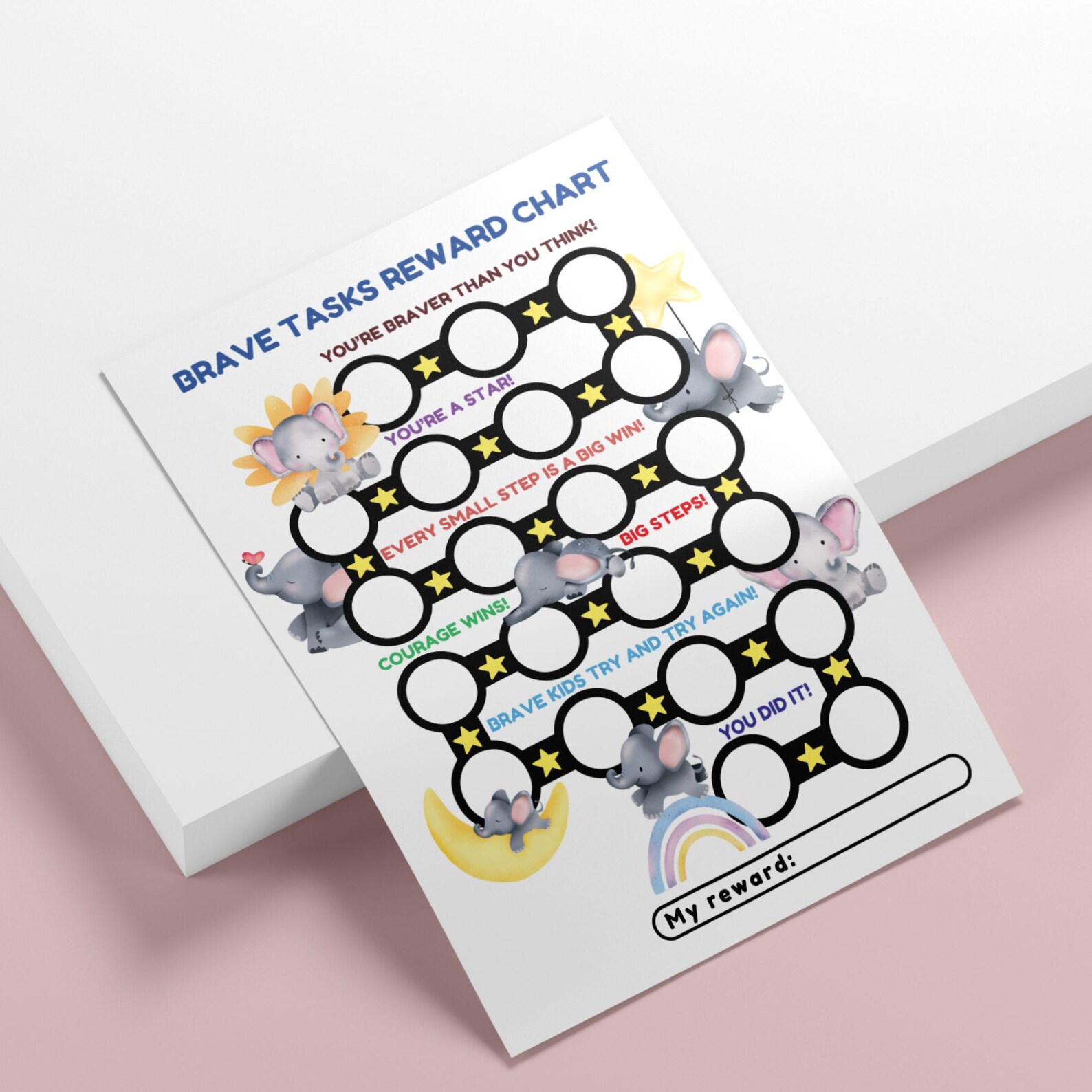 Printable Brave Tasks Reward Chart for Kids to Build Confidence ...