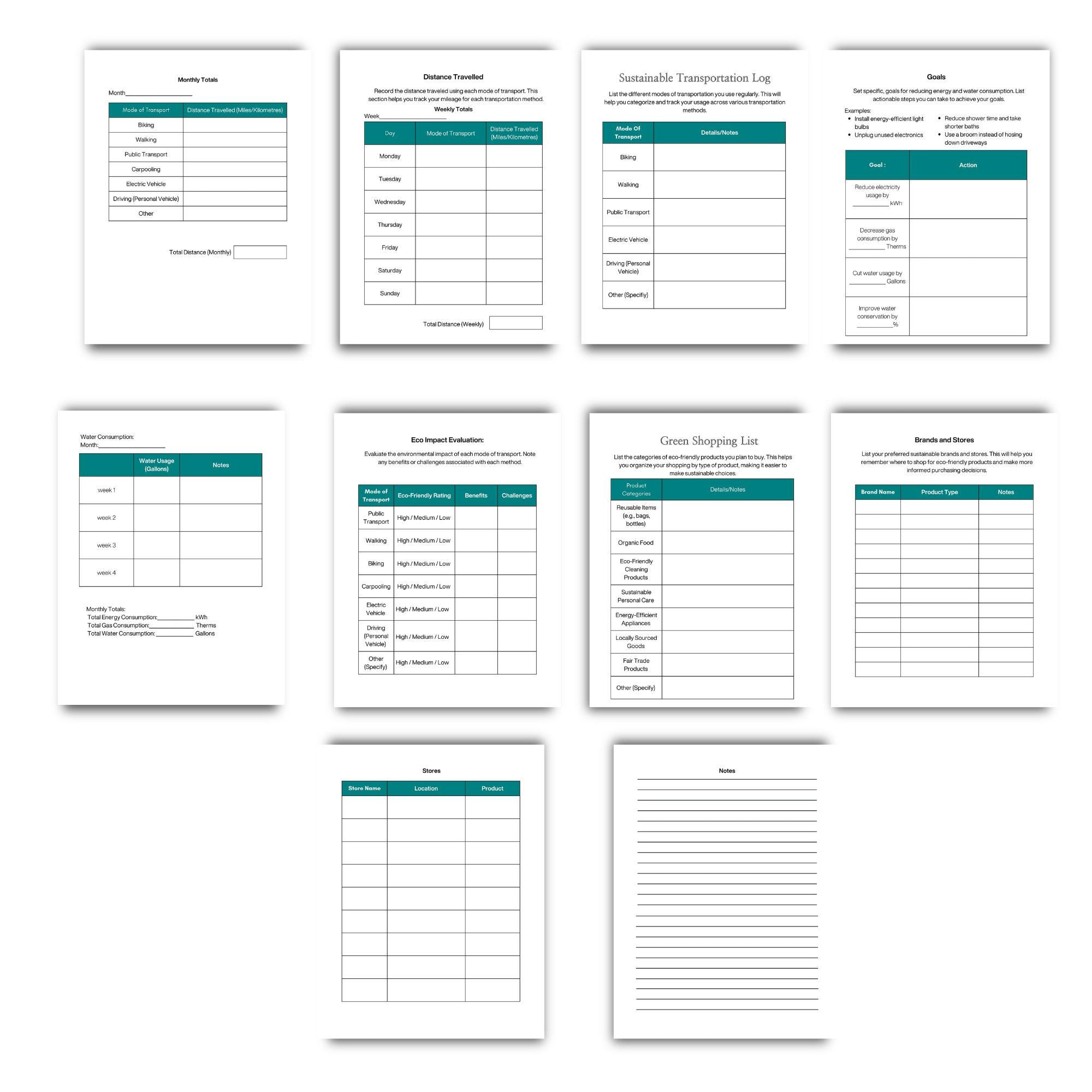 Printable Eco-friendly Lifestyle Tracker, Sustainable Living Planner ...