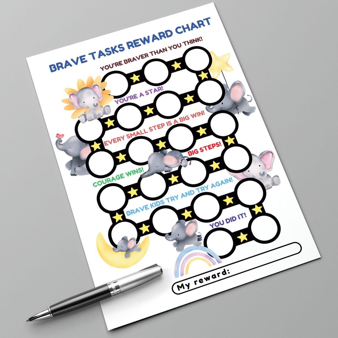 Printable Brave Tasks Reward Chart for Kids to Build Confidence ...