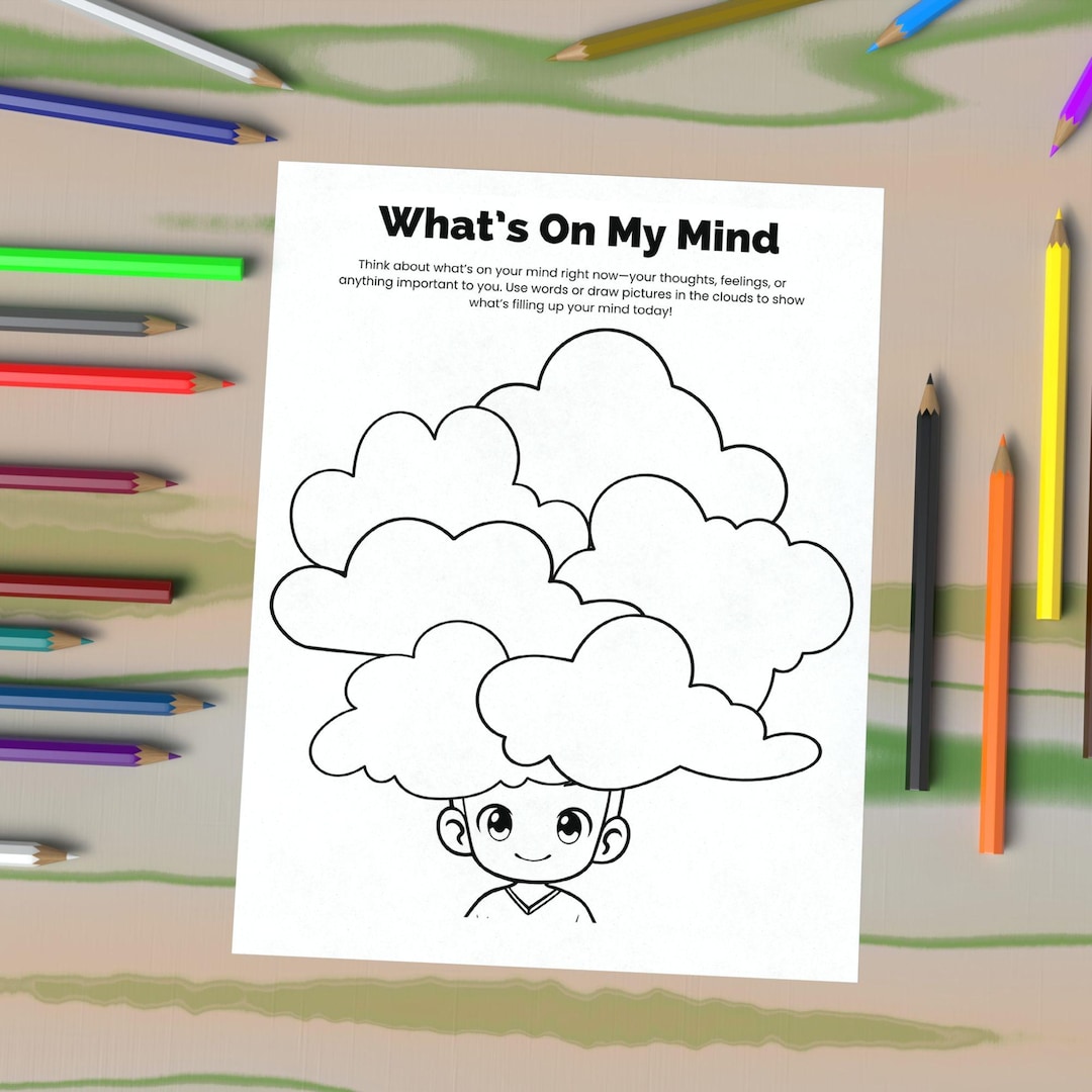 What's on My Mind Printable Worksheet, Art Therapy, Creative Journal ...