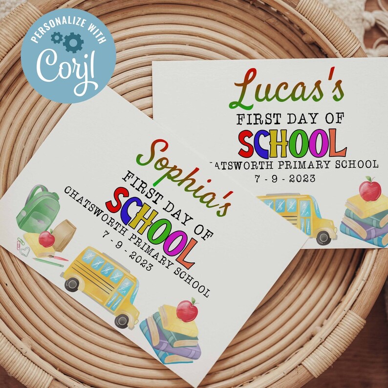 Editable First Day of School Printable Poster Corjl - Etsy