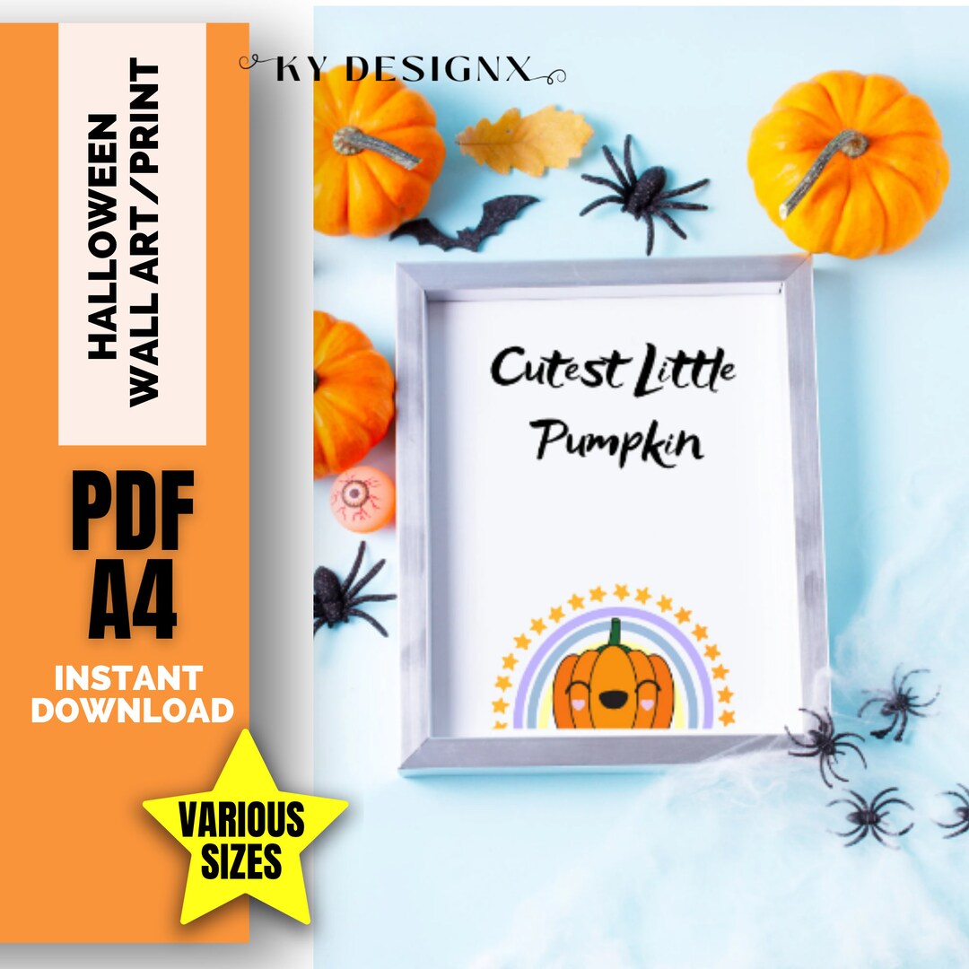 CUTEST Little Pumpkin Rainbow Printable Wall Art, Halloween Printable ...