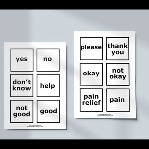108 Printable Communication Cards for Hospital Stays /ventilator Users ...