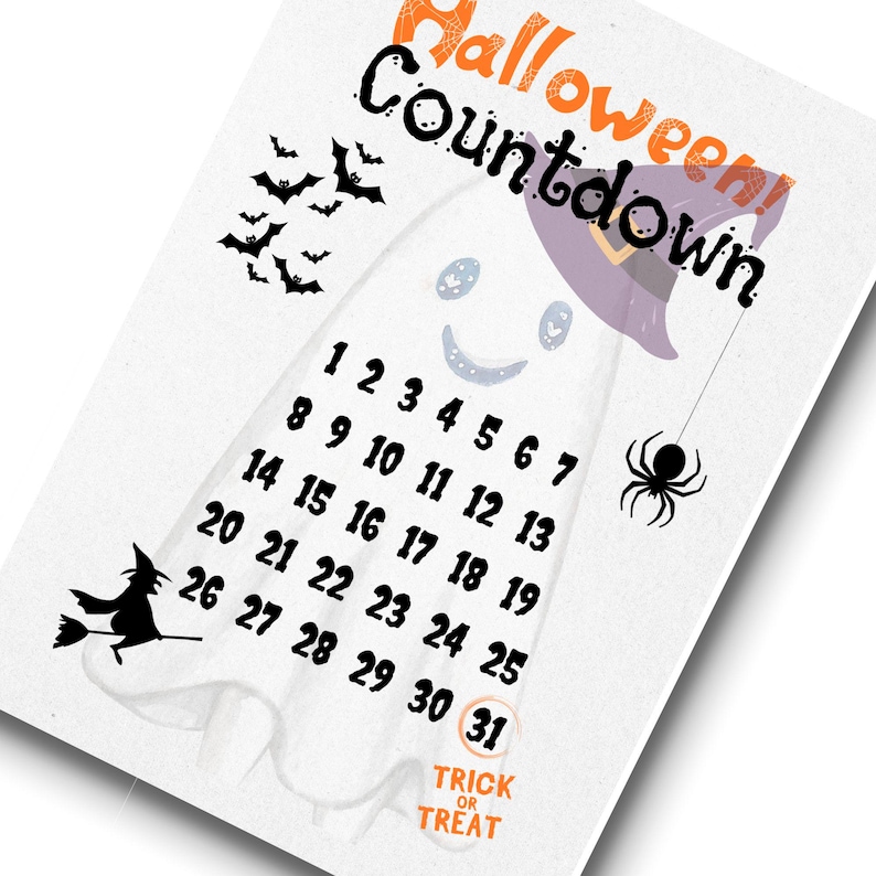 Printable Countdown to Halloween , Halloween Decor, Halloween Poster ...
