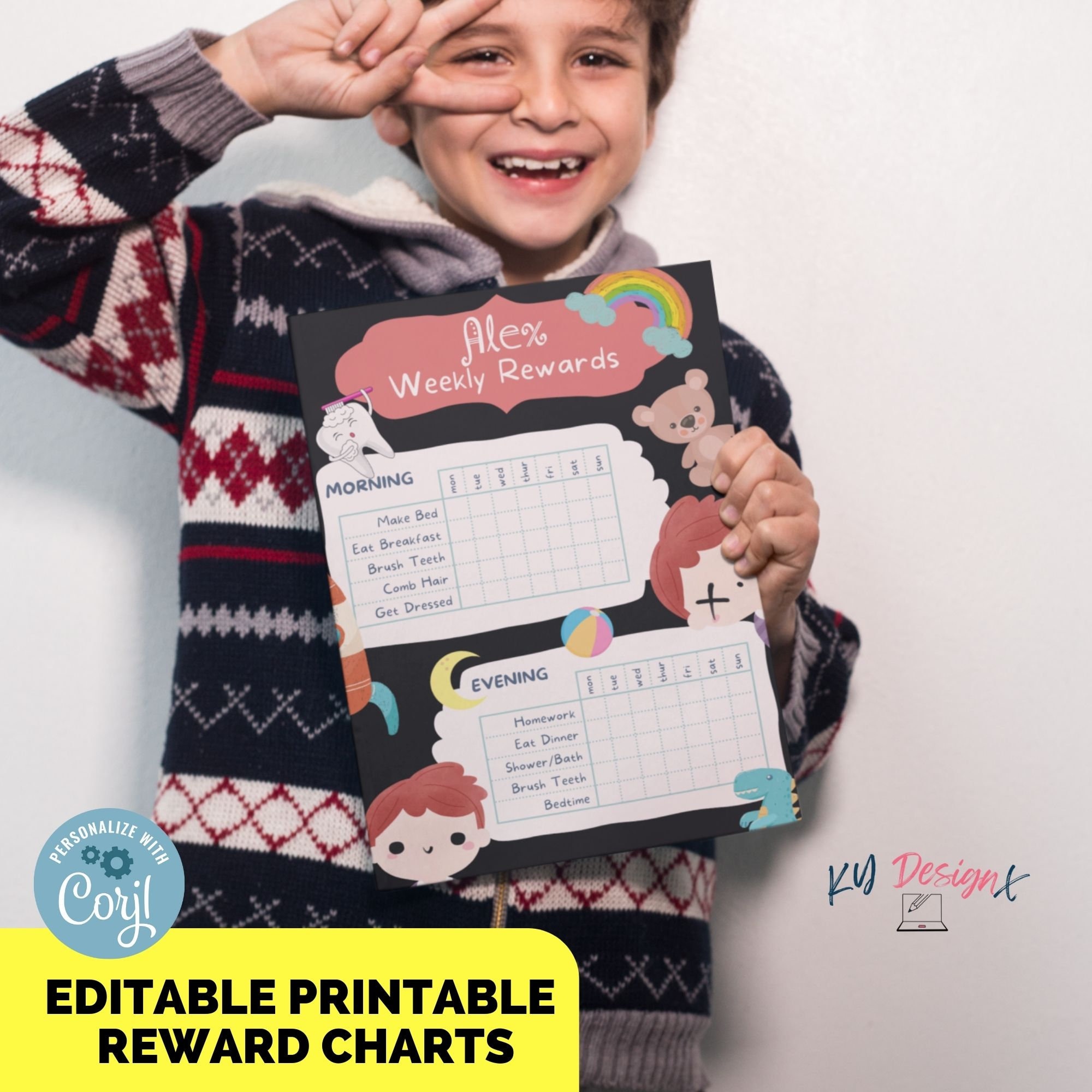 Printable Personalize Boys Reward Chart With Your Childs Name, Corjl ...