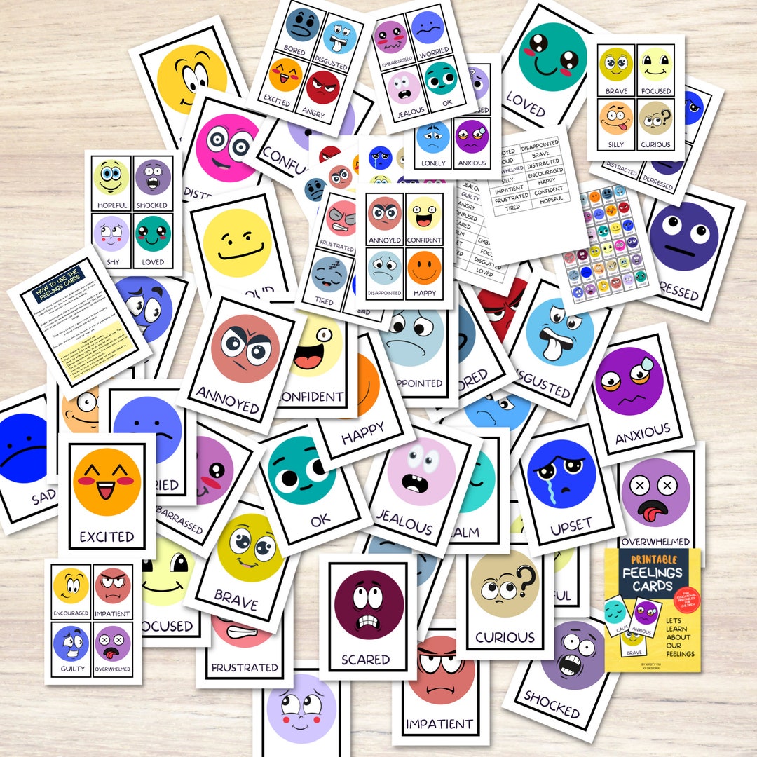 Printable FEELINGS Cards , Feelings Flashcards, Selective Mutism ...