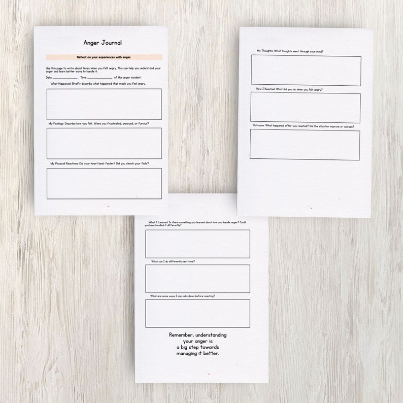 Printable Anger Management Journal, Anger Worksheets, Instant Download ...