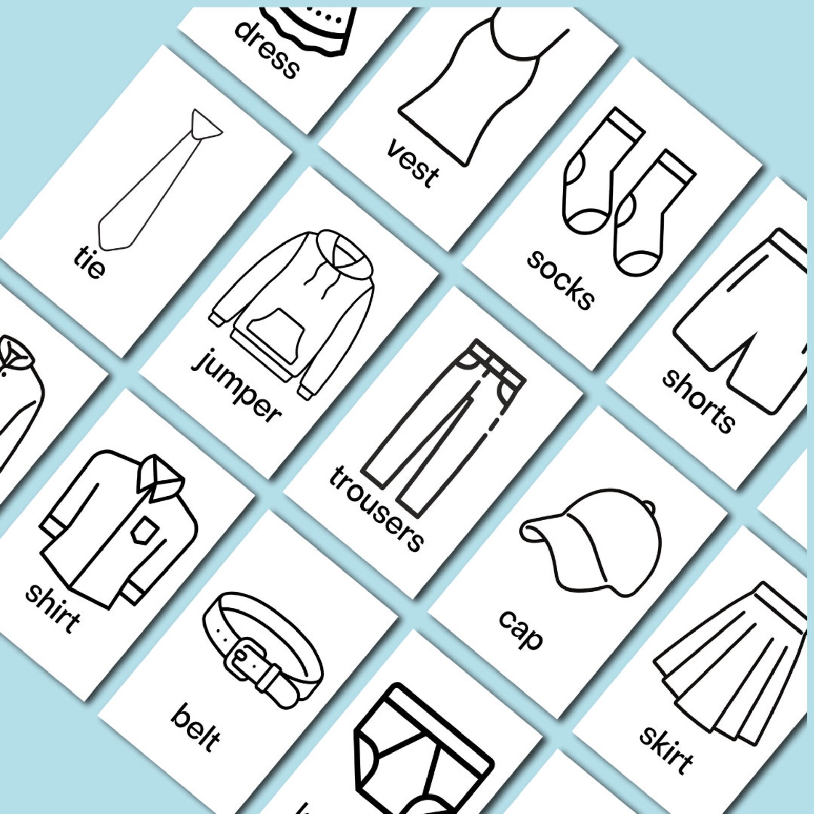 Printable Clothing Flashcards, Printable Clothing Coloring Pages ...