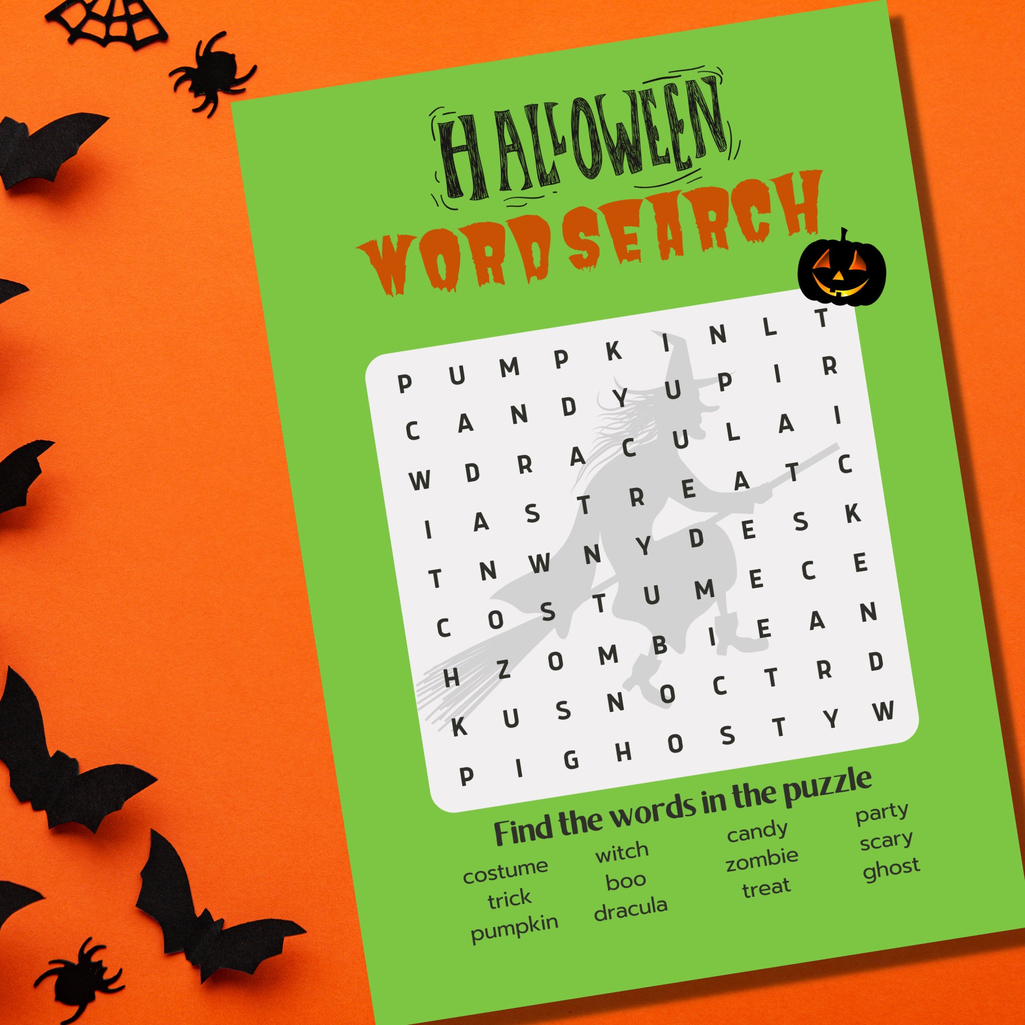 Halloween Kids Word Search Printable, Halloween, Halloween Party Game ...