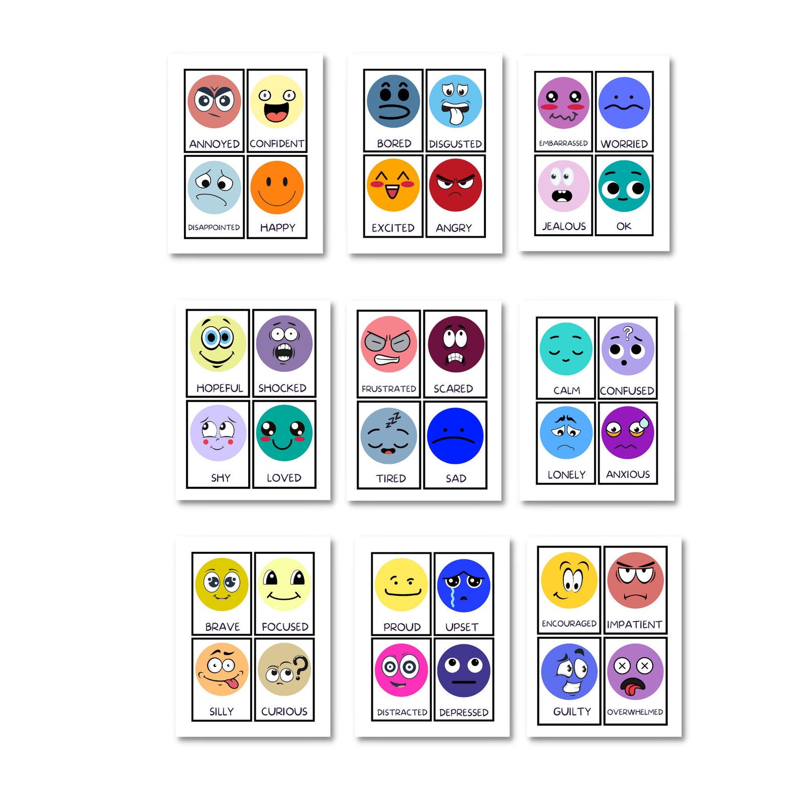 Printable FEELINGS Cards Feelings Flashcards Selective | Etsy